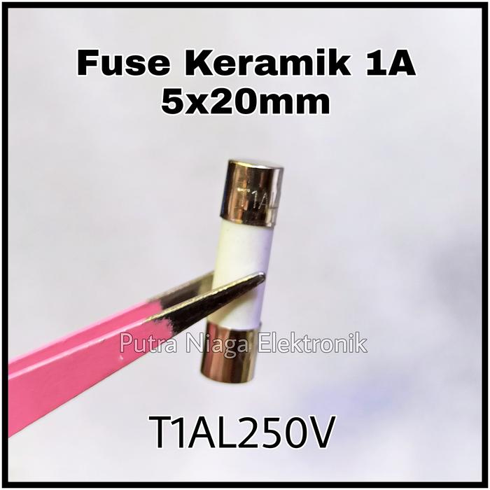 Jual Fuse Keramik 1A 250V 2cm 1000mA Ceramic 5x20mm Sikring T1AL250V ...