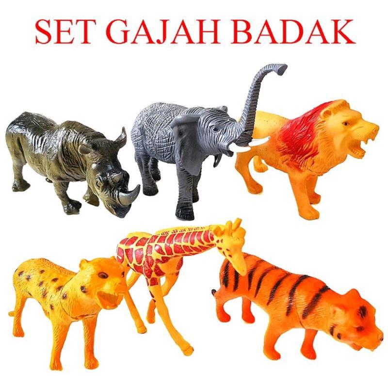 Figurin binatang 6pcs gajah jerapah harimau Mainan Bintang Animal ...