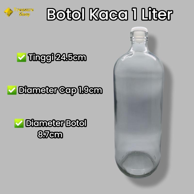 Botol Kaca Beling 1 Liter + Tutup Transparan BARU bensin - Shop | Tokopedia