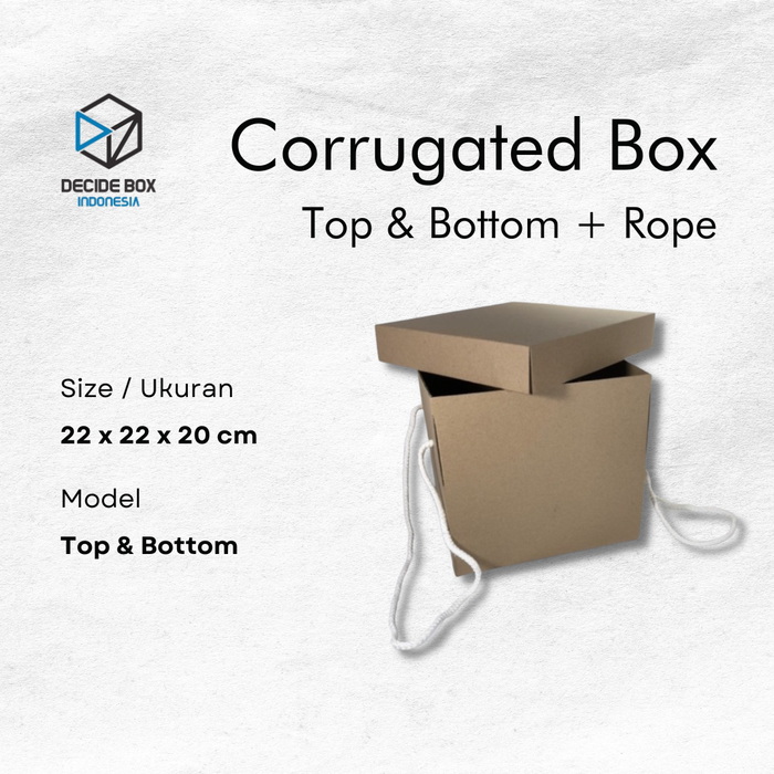 Jual Corrugated Box Top & Bottom + Rope / Kotak Kado + Tali. - 22 x 22 ...