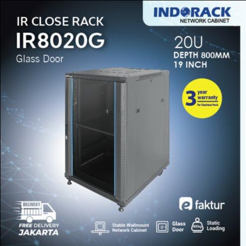 Jual CLOSE RACK INDORACK IR8020G - RACK SERVER 20U 800MM 19 INCH GLASS ...