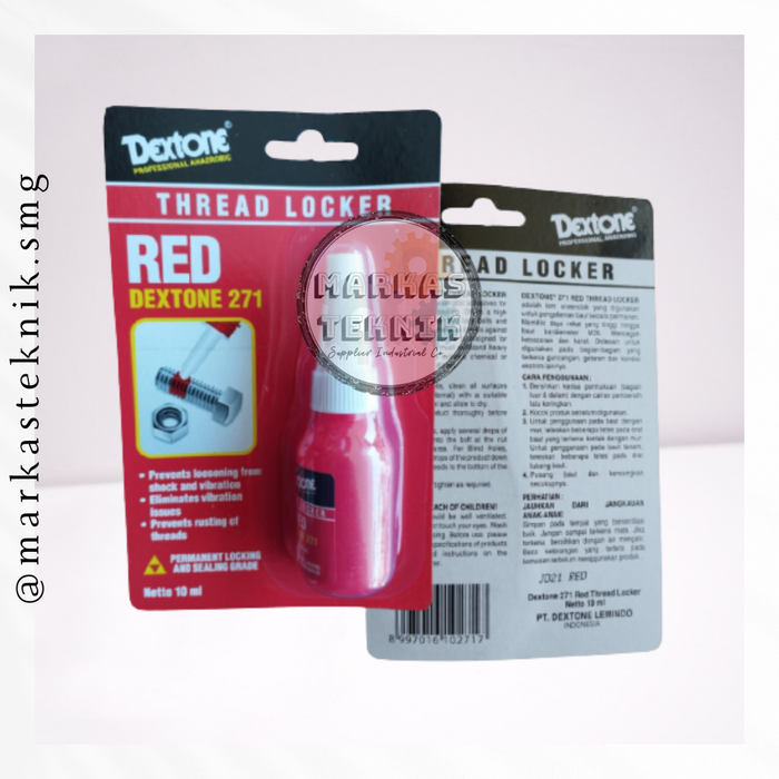 Jual DEXTONE Red Thread Locker 271 - Lem Baut Permanent Locking 10ml ...
