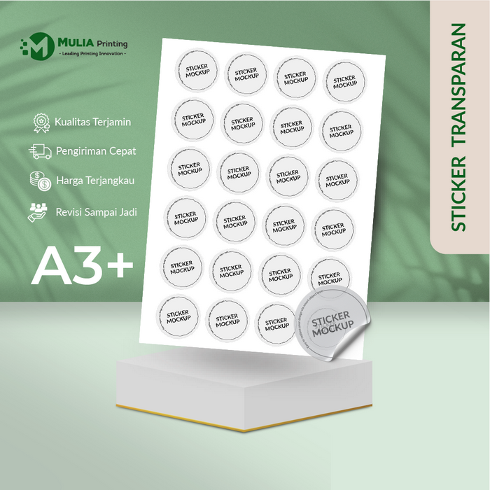 Jual Cetak Sticker / Sticker Label Transparan Custom A3 - MULIA ...