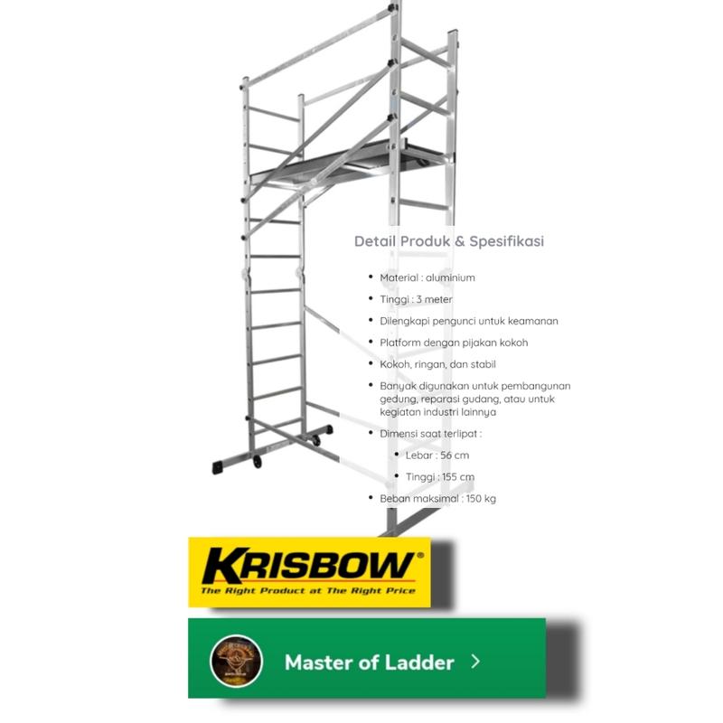 Tangga Scafolding Alumunium KRISBOW 3 meter Ringan Tapi kokoh - Shop ...