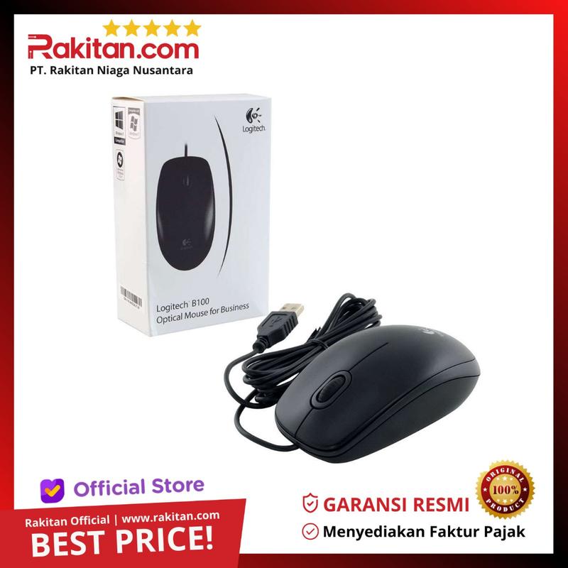 Logitech B100 Optical Mouse USB - Black - Shop | Tokopedia