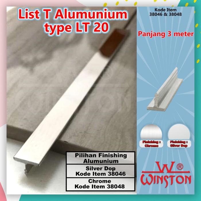Jual List Lis T Silver Chrome 20 mm x 6 mm Panjang 300 cm 3 meter ...