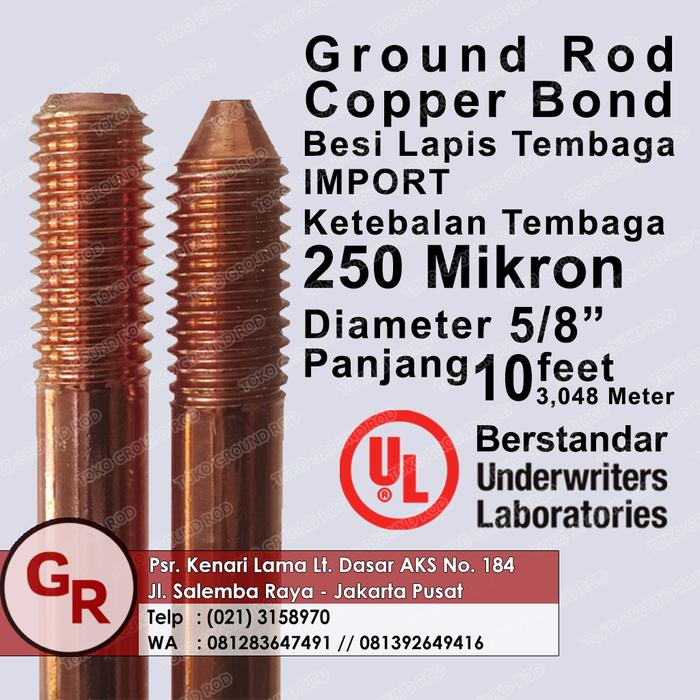 Jual Ground Rod Copper Bonded 5/8 x 3 meter UL / Besi Lapis Tembaga ...