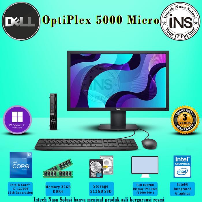 Jual PC DELL OptiPlex 5000 Micro i7-12700T 32GB 1TB SATA/512GB/1TB SSD ...