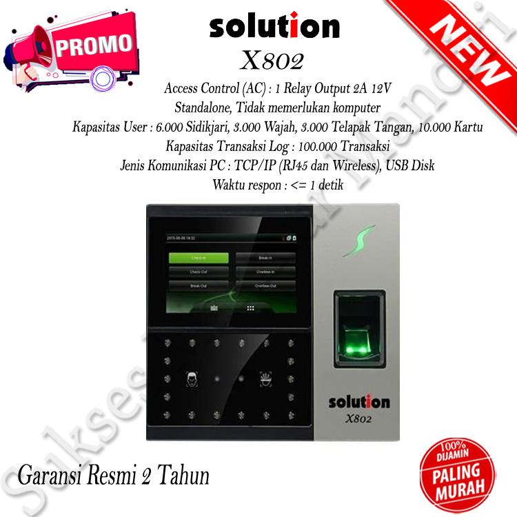 Solution X802 Wireless - Mesin Absensi Sidik Jari Wajah RFID Palm ...