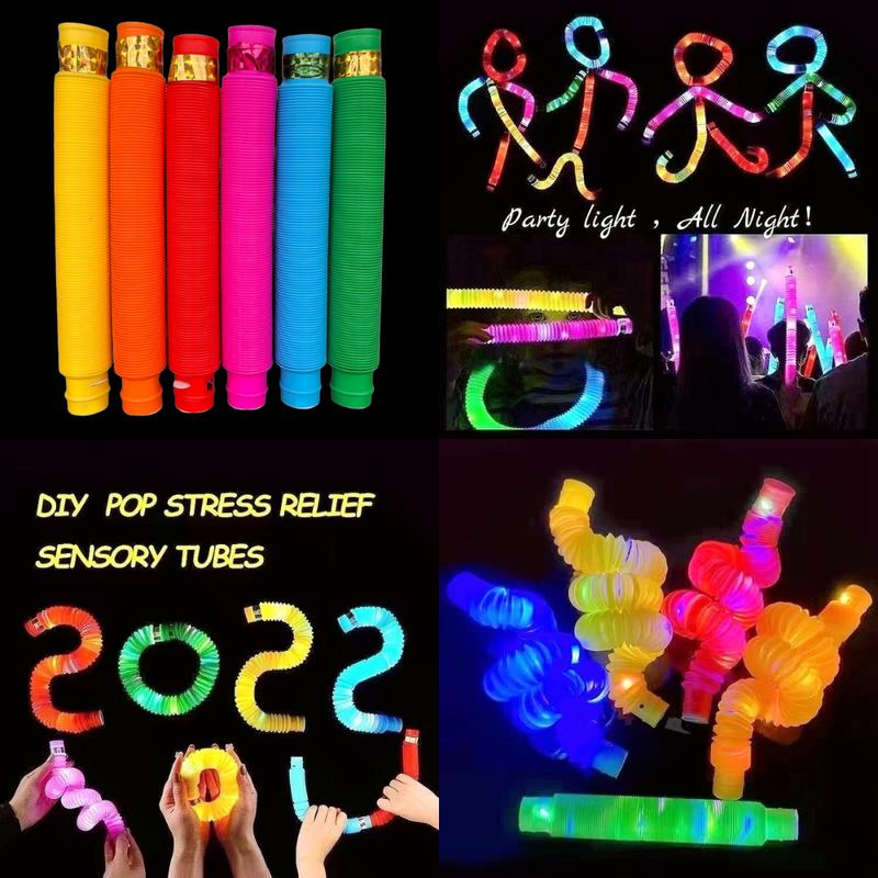 Pop Tubes LED 2 Pop Pipes Squishy Sensory Fidget Toys Mainan - Shop ...