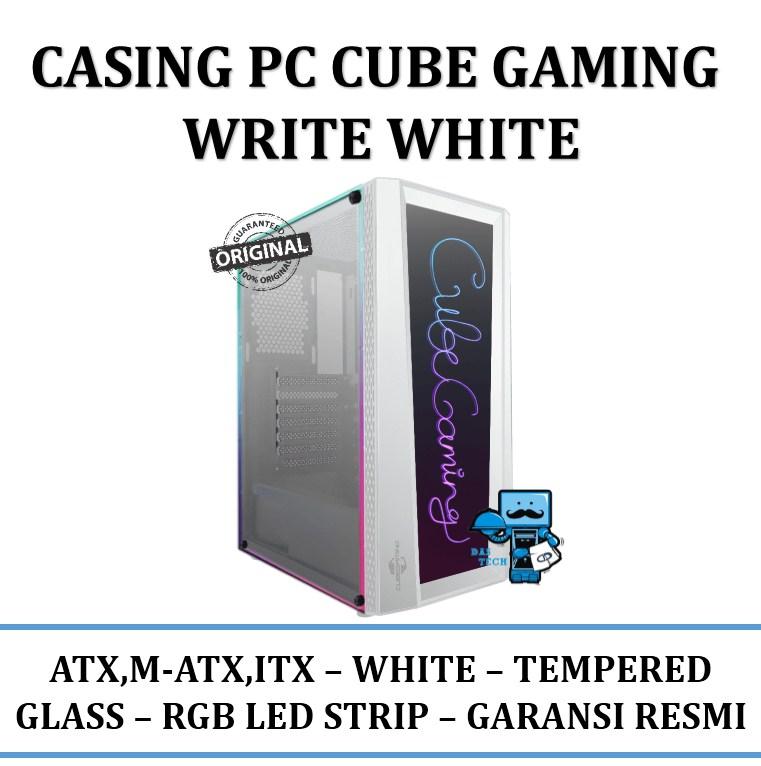 CASING PC CUBE GAMING WRITE WHITE - LEFT SIDE TEMPERED GLASS - Shop ...