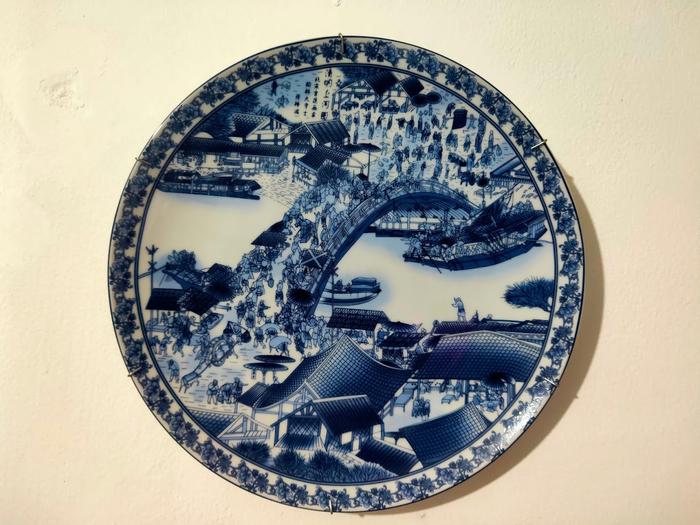 Jual Keramik Pajangan Piring Antik Cina Kansai Blue Motif Great Wall ...