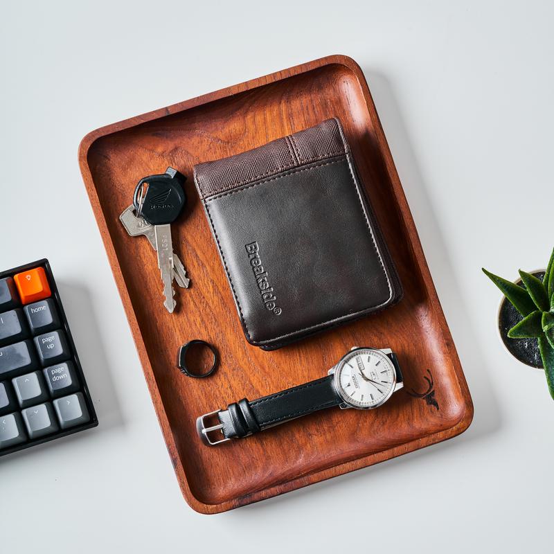 Skandif Walnut Valet Tray Premium Teak Wood Desk Organizer Kayu Jati ...