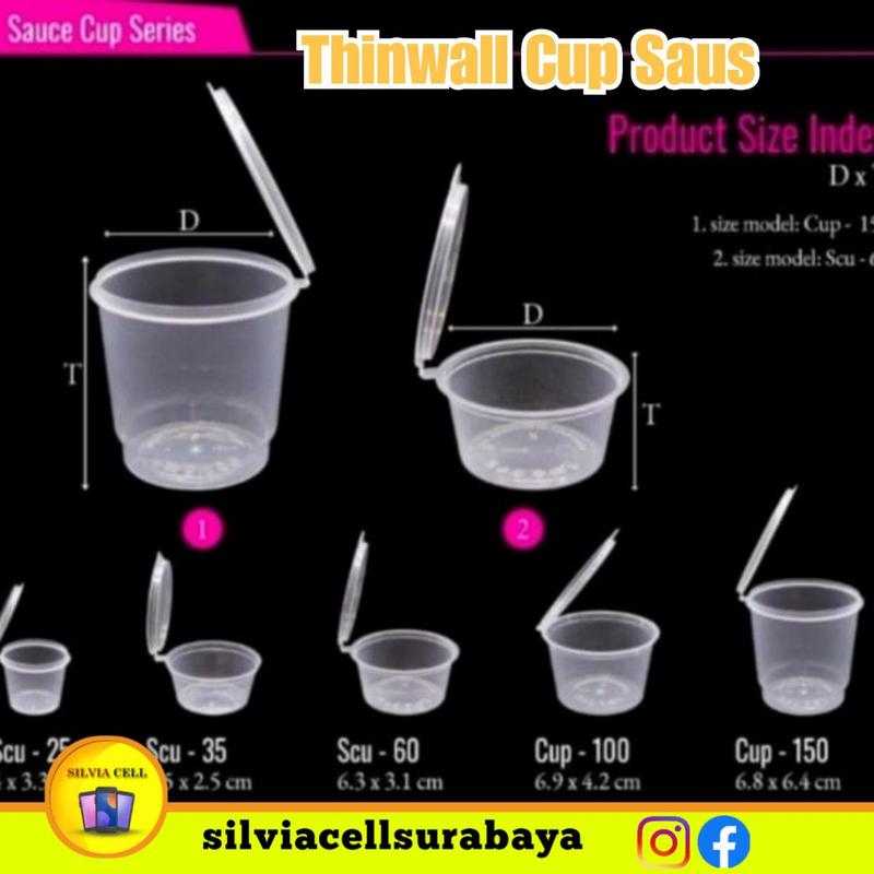 Thinwall Gelas Cup saus puding + tutup/ gelas plastik tebal agar - Shop ...