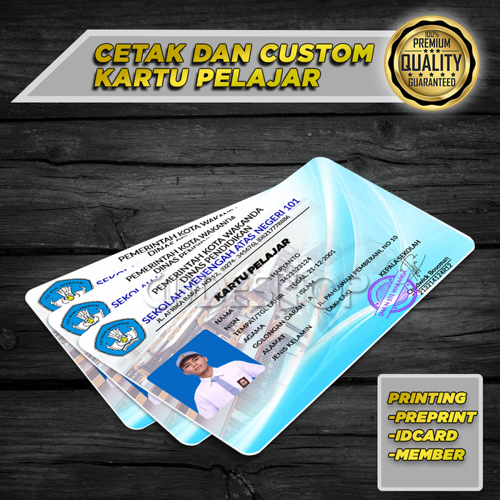 Jual Cetak Kartu Pre-Printed Custom PVC Member ID Card Kartu Pelajar ...