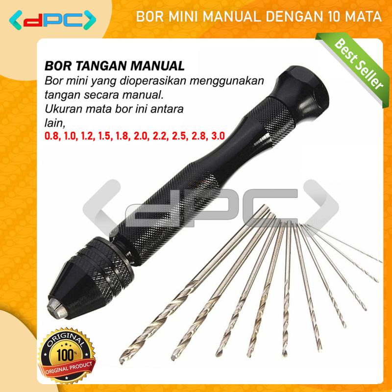Bor Mini Manual dengan 10 Mata Bor - Shop | Tokopedia
