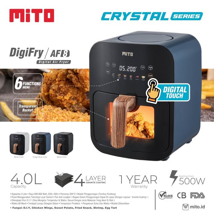 Jual Mito AF8 Digital Air Fryer 4 Liter Crystal Series TRANSPARAN AF 8 ...
