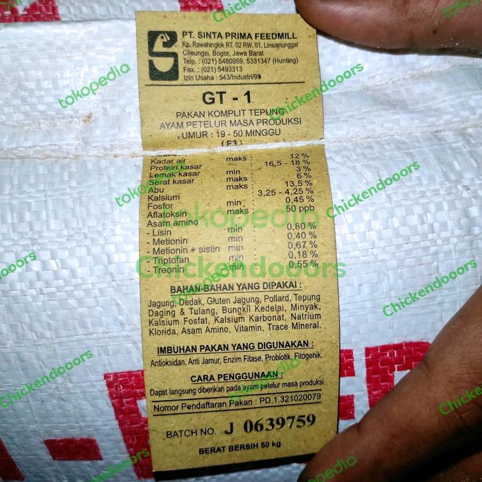 Jual PT Sinta Prima Feedmill VOER SINTA PAKAN AYAM PETELUR GT-1 LAYER ...