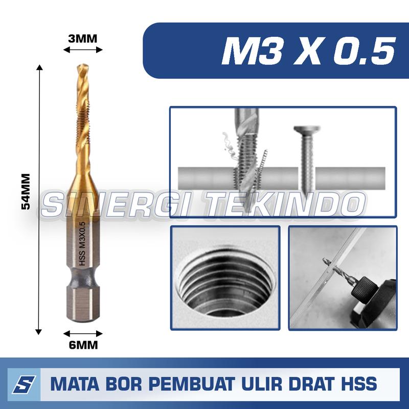 Mata Bor Pembuat Ulir Drat Mur Baut M3 x 0.5 3mm Hand Tap Drill - Shop ...