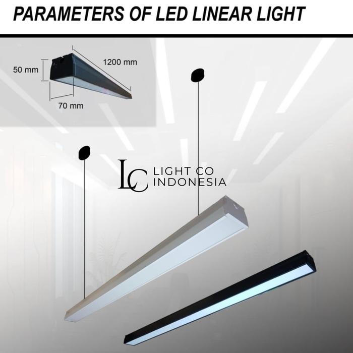 Jual Led Linear Light / kap office led 30x120cm 36w - Hitam, 4000k ...