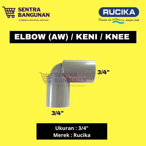 Jual KNEE AW 3/4“ FITTING PIPA PVC MERK RUCIKA KNIE | ELBOW | KENI | L ...