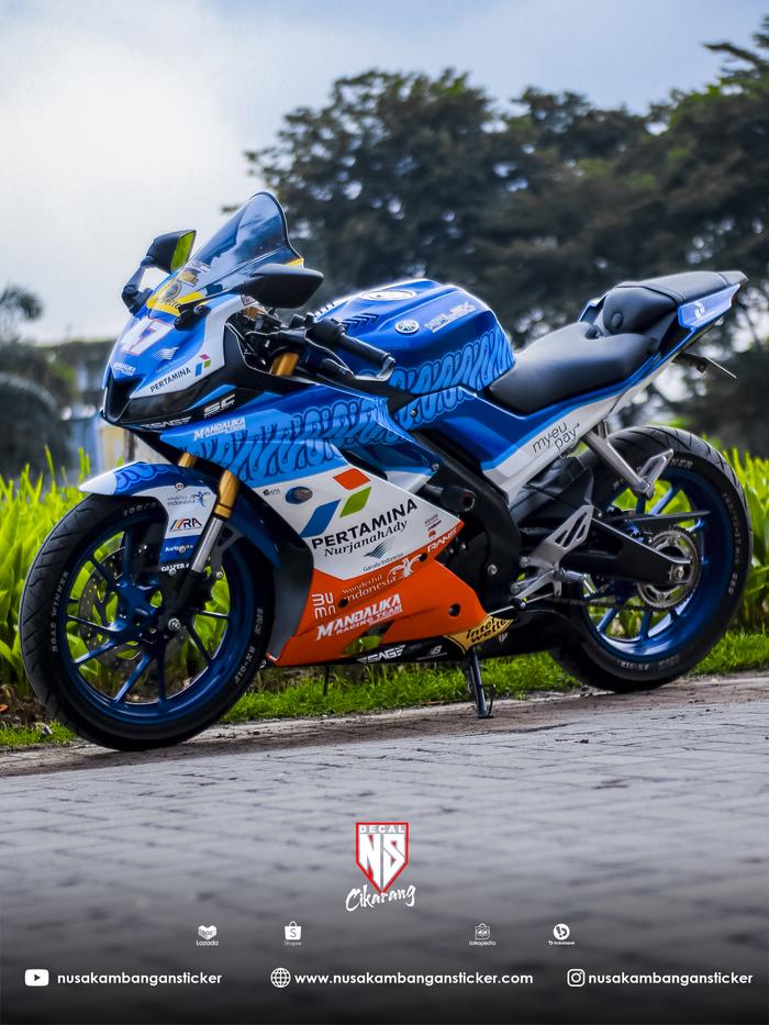 Jual Decal Sticker R15 V3 Livery Mandalika Racing Team Biru Modifikasi ...