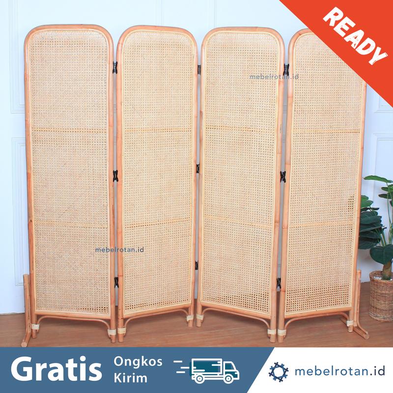 Penyekat Pembatas Ruangan Lipat / Sketsel Rotan 4 daun - Shop | Tokopedia
