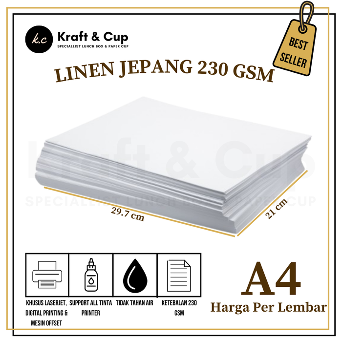 Jual Kertas Linen A4 230 gr isi per lbr / Kertas Linen Jepang 230 gr A4 ...