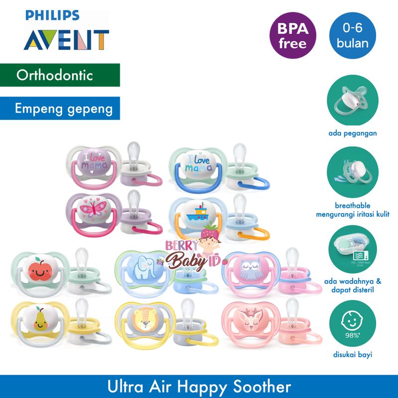 Philips Avent Ultra Air Happy Soother 2 Pcs Empeng Bayi 0-6 Bulan ...