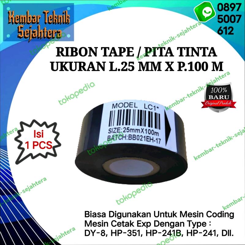 Ribon Tape Tinta Pita Coding Tinta Mesin Expired date 25 mm x 100 m ...