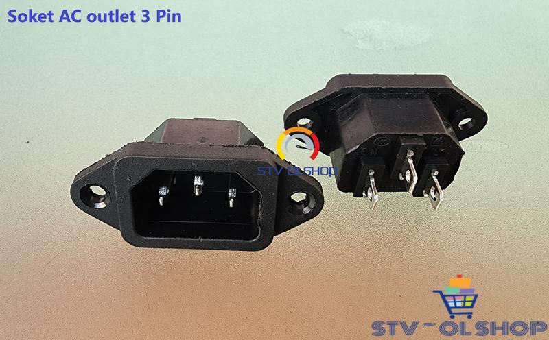 Soket AC outlet 3 pin / soket ac power outlet computer - Shop | Tokopedia