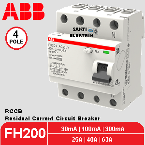 Jual ELCB ABB 4 Pole FH200 sensitivitas 30mA, 300mA - FH204 25A 30mA ...