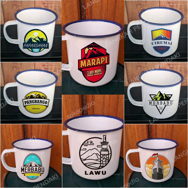Cangkur Mug Enamel Sablon Decal Gunung Merapi Lawu Merbabu Ciremai #7 ...