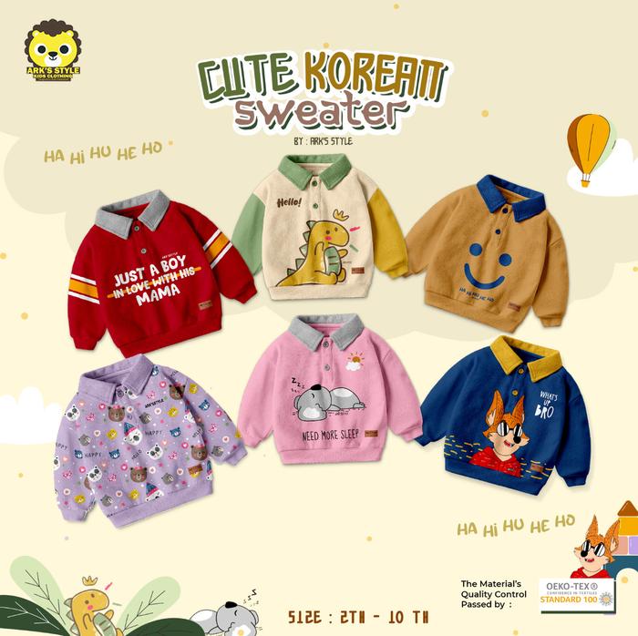 Jual Jaket Sweater anak Cute Korean Ark Style Usia 2 Tahun - 10 Tahun ...