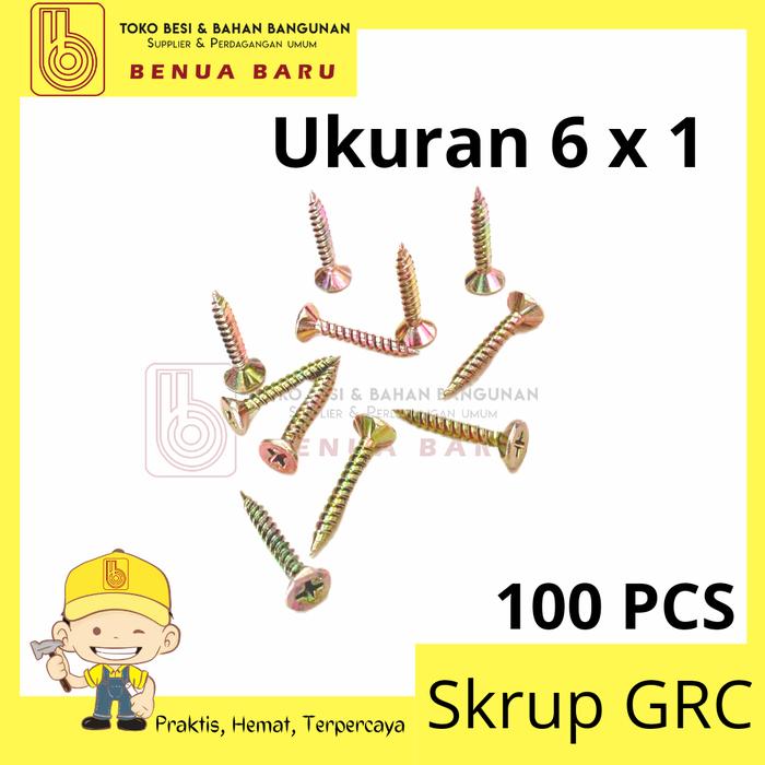 Jual Sekrup Kuning GRC Kalsi 6 x 1 / Skrup Calciboard 6 x 1 ...