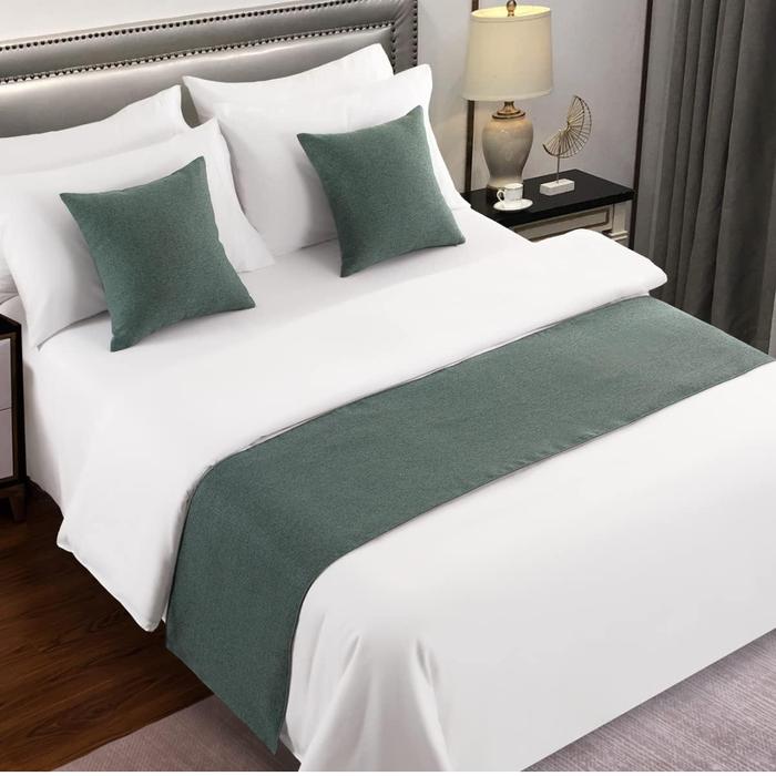 Jual Bed Scarf Hotel Bed Runner Dark Sage, Syal Tempat Tidur Modern ...