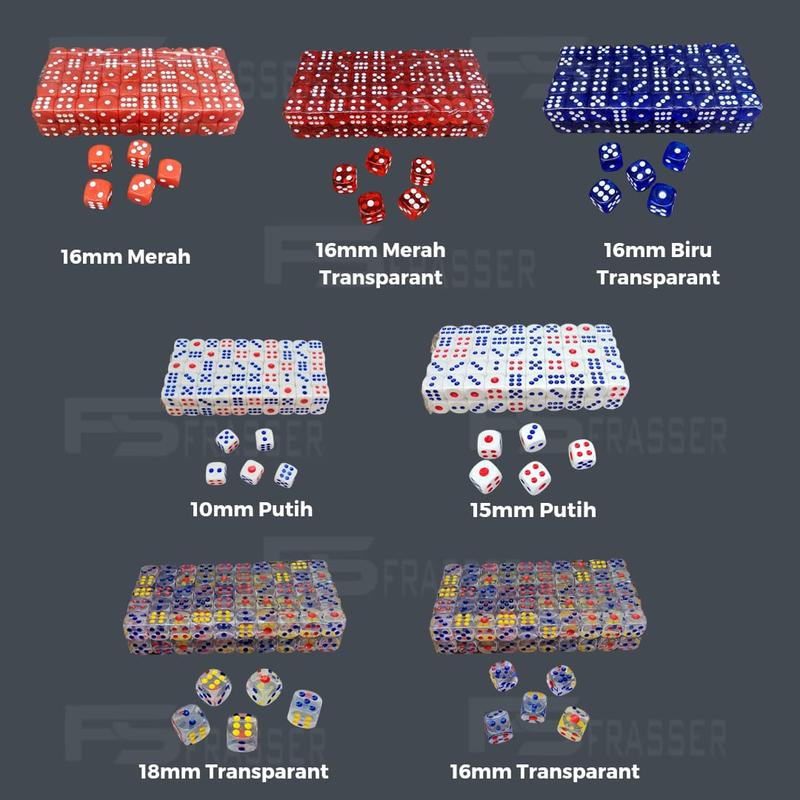 Mainan Dadu Transparan 18 mm Isi 100 - Shop | Tokopedia