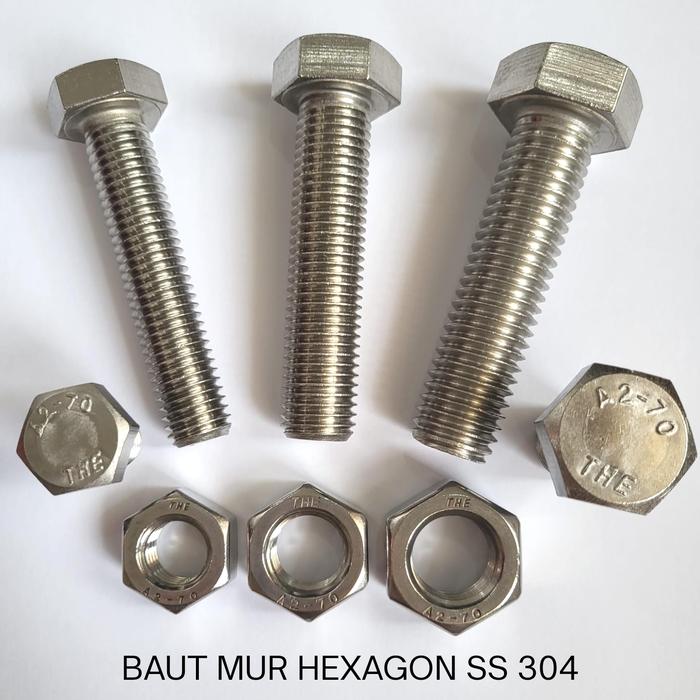 Jual Baut Mur Hexagon Stainless Steel 304 M5 x 30 Diameter 5 mm Panjang ...