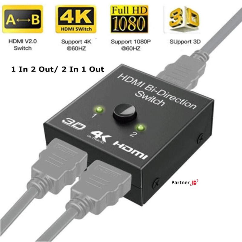 HDMI Switcher HDMI 2 in 1 Out Bi-directional 2 Port 4K - Shop | Tokopedia