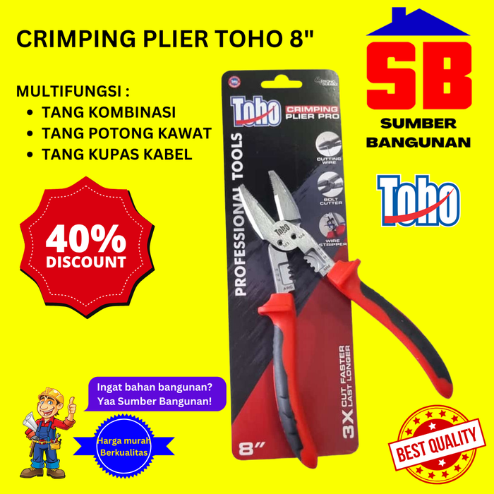 Jual TANG CRIMPING PILER TOHO 8" KOMBINASI POTONG KUPAS KABEL ...