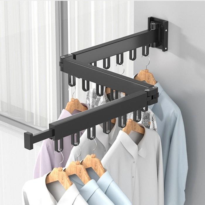 Hanger Retractable clothes drying rack jemuran lipat kaitan tarik set ...