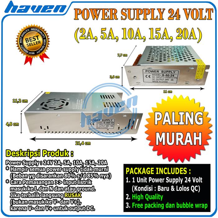 Promo POWER SUPPLY 24V 15A / PSU 24V 15A SWITCHING POWER / PSU JARING ...