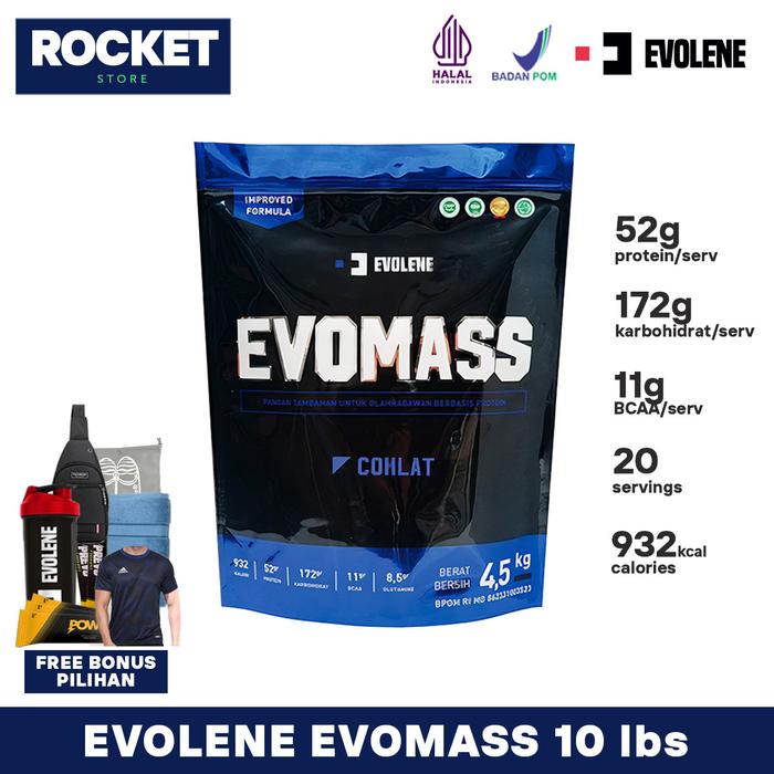 Promo EVOLENE Evomass Gainer 10 lbs / 4500 gram Evo mass Suplemen Massa ...