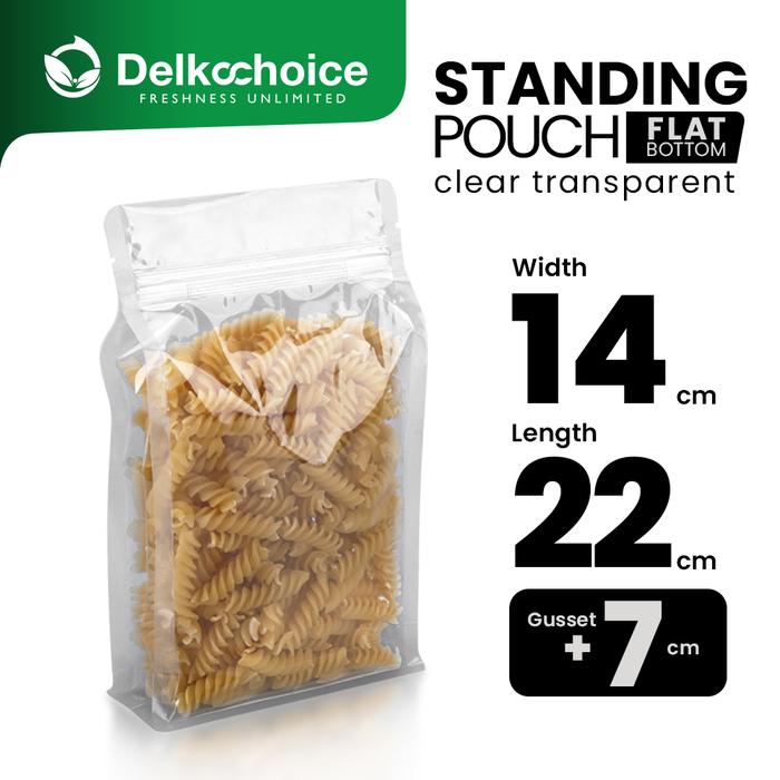 Jual Standing Pouch Flat Bottom Clear Transparan 14x22 Gusset - Jakarta ...