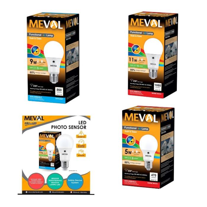 Jual Meval LED Photo Sensor 5W 9W 11W -Putih/Kuning lampu LED sensor ...