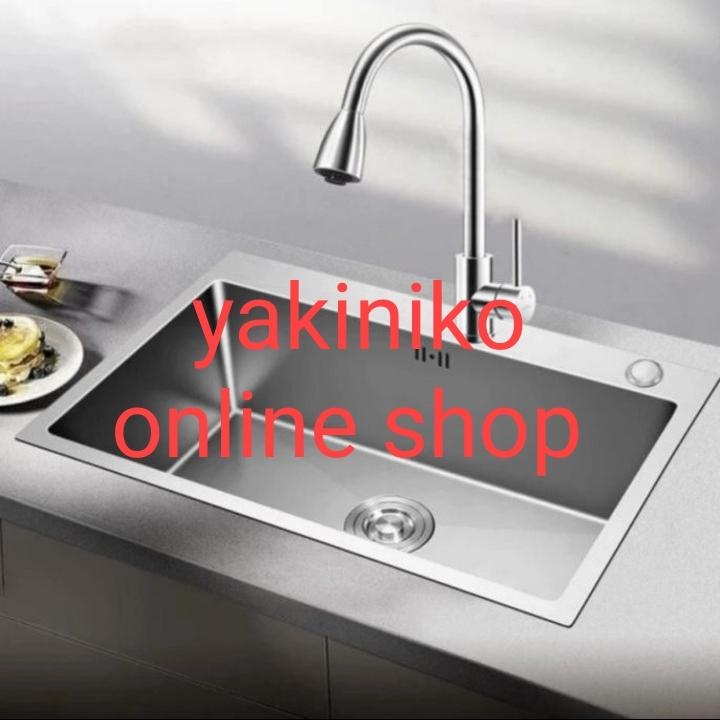 paket lengkap kitchen sink 8050 stainless kran pipa/ bak cuci piring ...