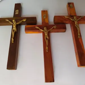 Salib Dinding Gantung Kayu jati Courpus Patung Yesus kuninganInri 20cm ...