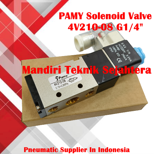 Jual PAMY Solenoid valve pneumatic 4V210-08 1/4" inch AC220V DC24V ...