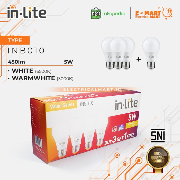 Promo PAKET 3 GRATIS 1 INLITE INB010 LED 5Watt Multipack VALUE Lampu 5 ...