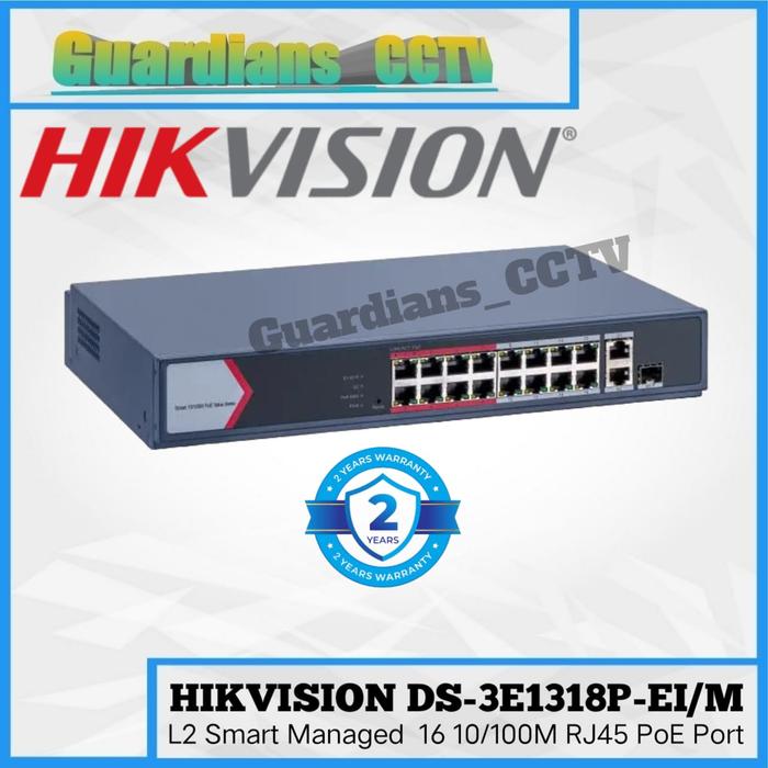 Jual DS-3E1318P-EI/M - HIK VISION 16 Port Fast Ethernet Smart POE ...